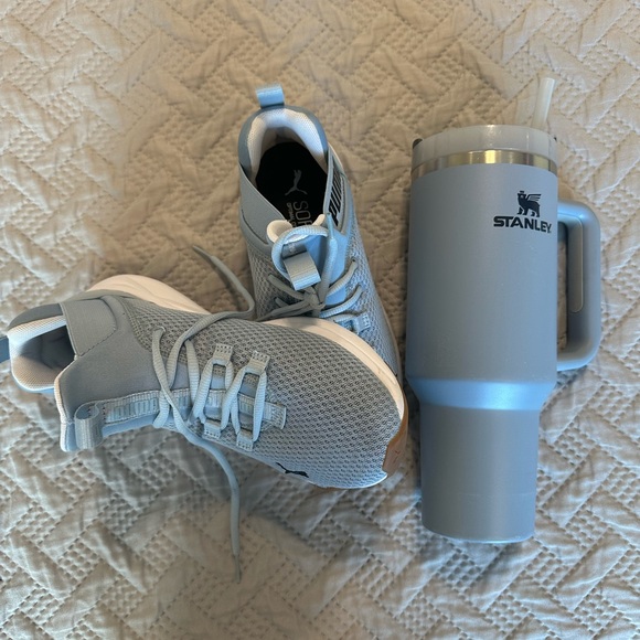 Puma | Shoes | Puma Light Blue Hightop Sneakers | Poshmark